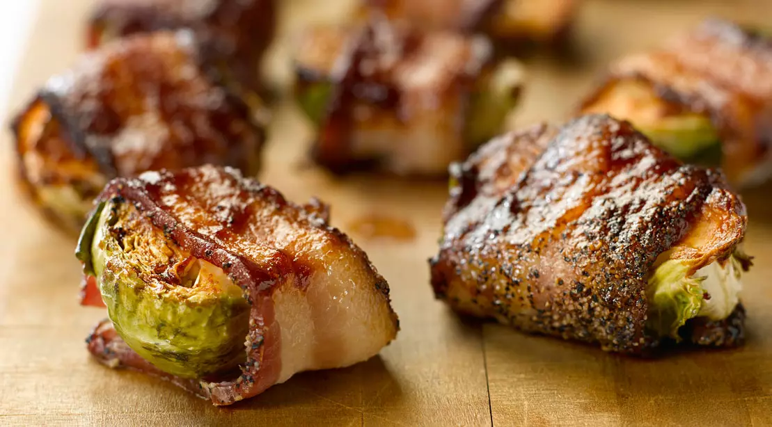 Turkey Bacon-Wrapped Maple Brussels Sprouts