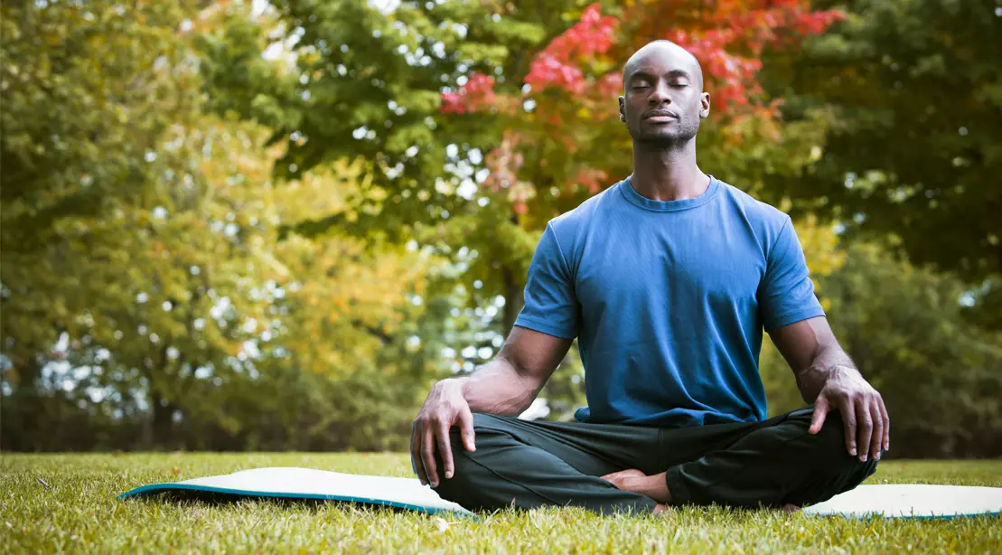 Man-Meditation-Yard-Grass