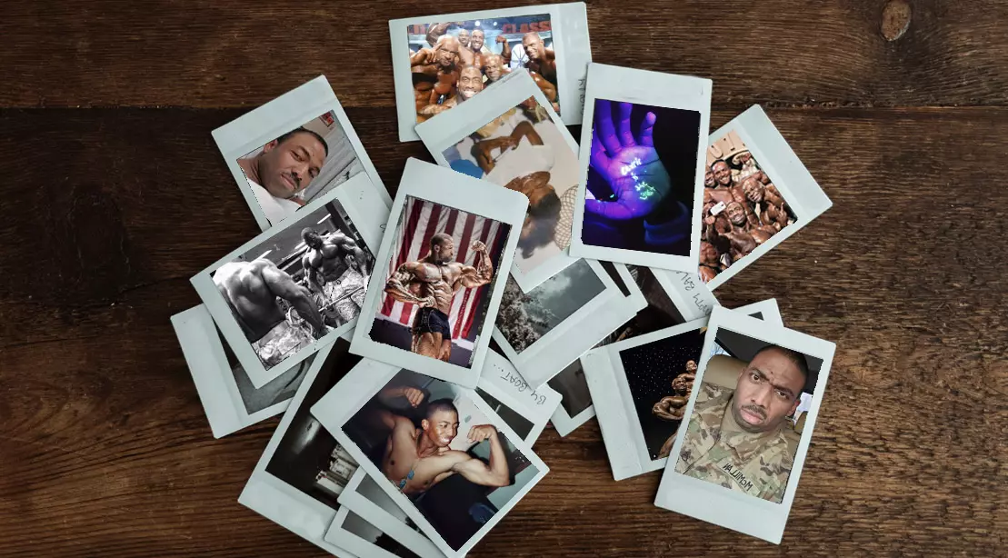 Bodybuilder Cedric McMillan gedenkteken polaroid collage Spier en Fitness